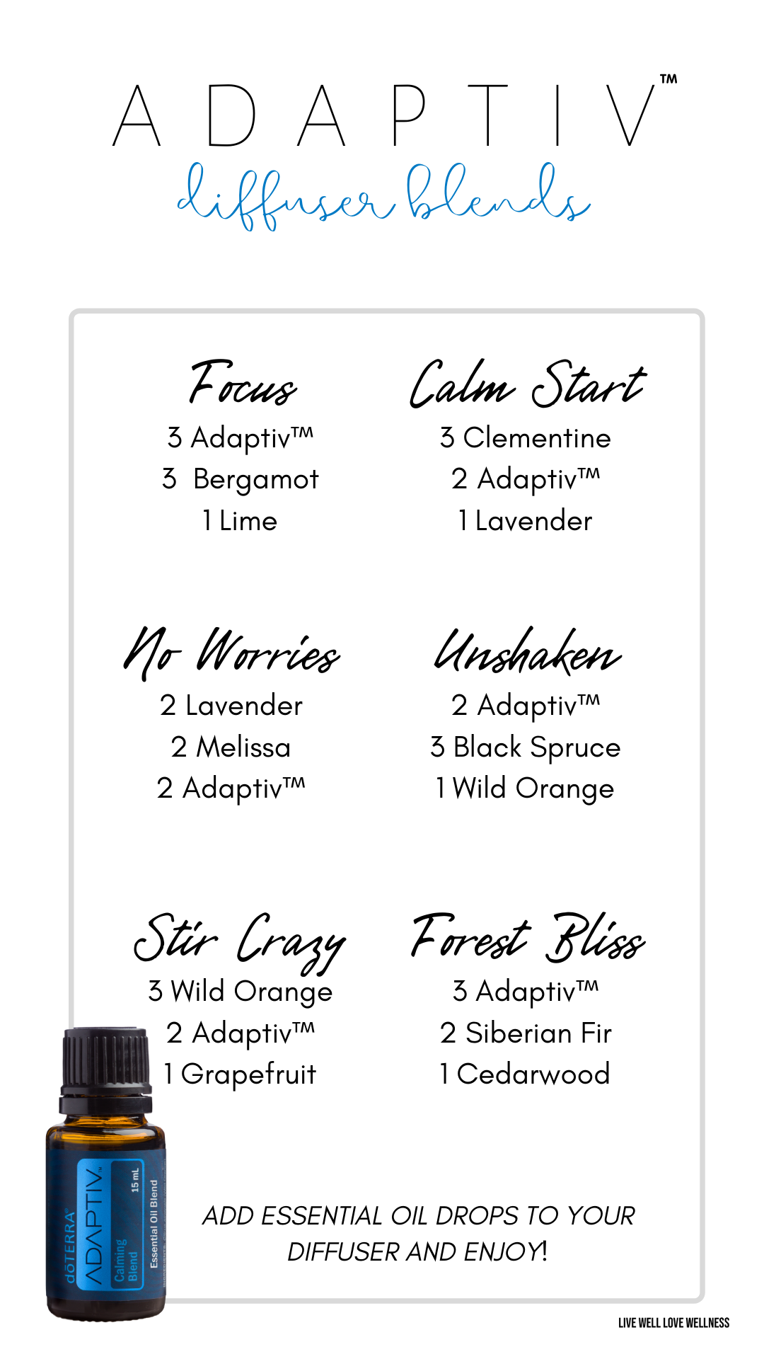 Adaptiv Diffuser Blends - LIVE WELL LOVE WELLNESS